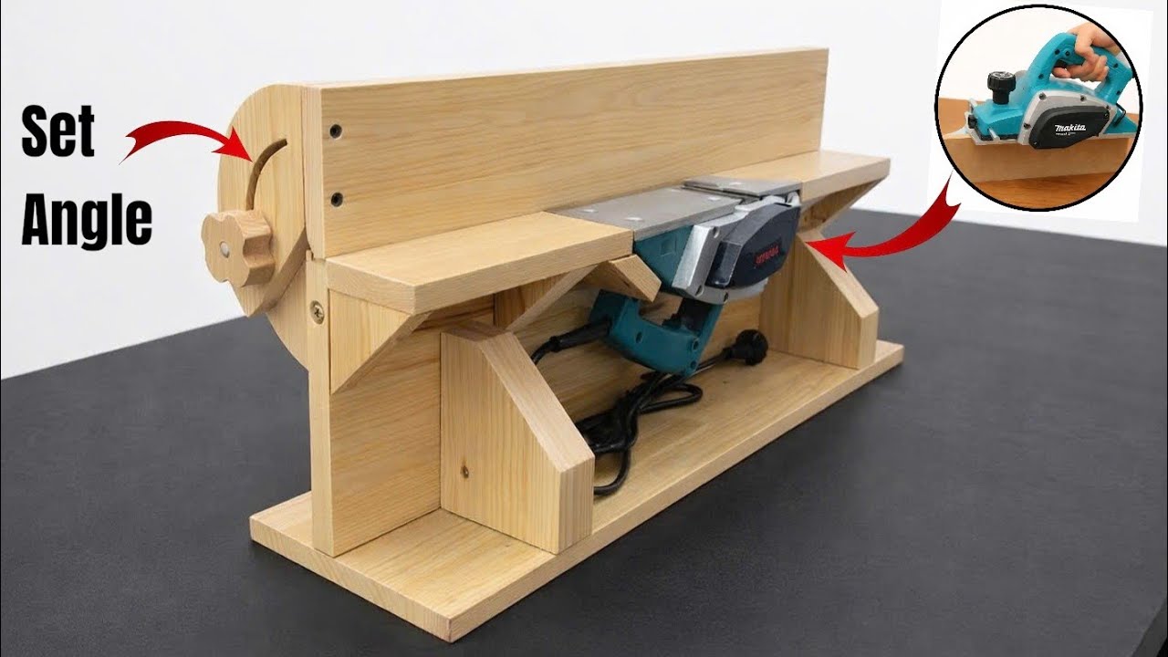 DIY BENCHTOP JOINTER From A Handheld Electric Planer | Woodworking ...