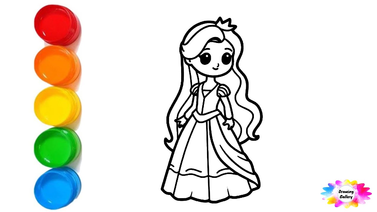 How to Draw Princess Wearing Crown | Princess Coloring page | Cute ...