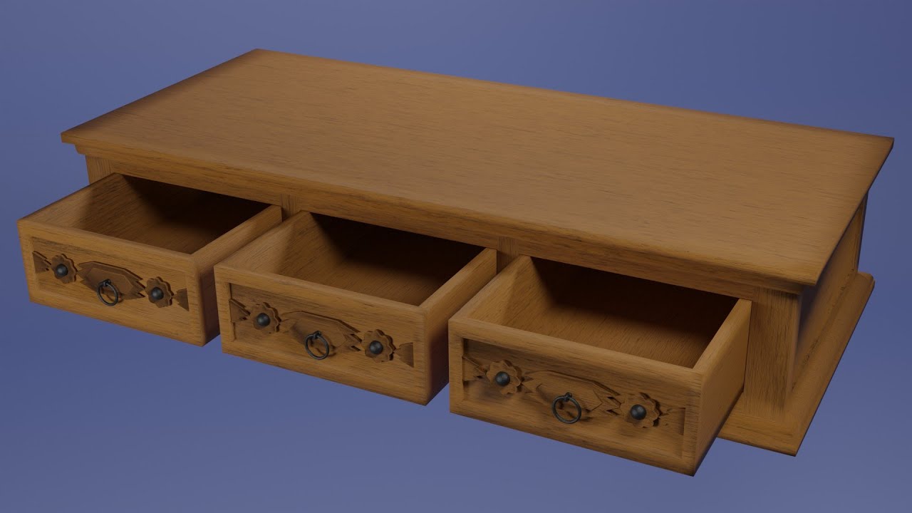 3D Modeling a Wooden Coffee Table with Three Draws in Blender - YouTube