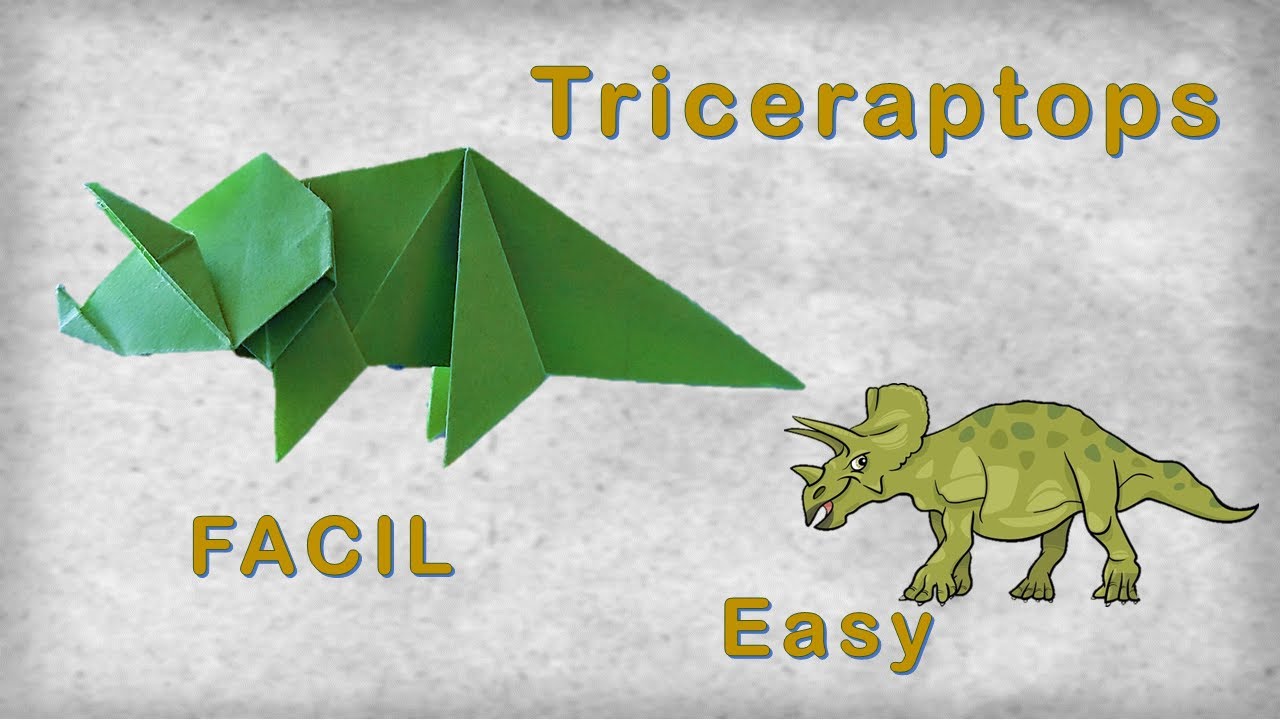 Cómo hacer un dinosaurio con una hoja de papel- How to make a dinosaur ...