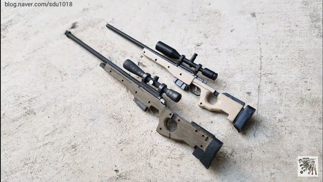 [마즐래] 나무젓가락 AWM [wood chapsticks model gun] - YouTube