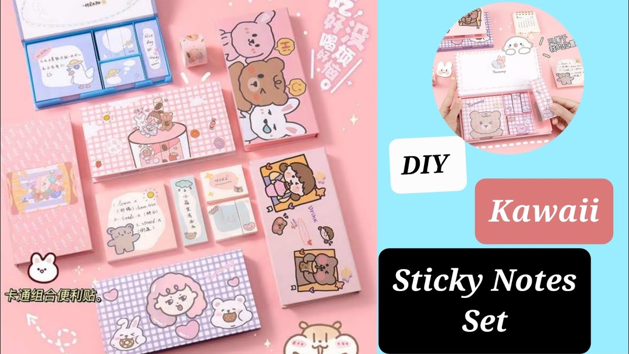 DIY Sticky Notes at home / How to make Kawaii Sticky Notes Set/DIY ...