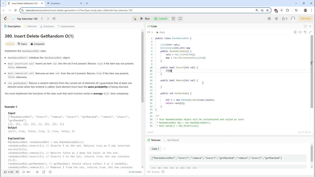Insert Delete GetRandom O1 LeetCode 380 Medium C# - YouTube