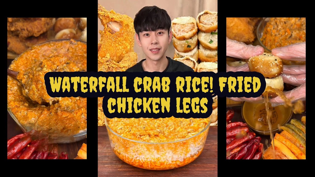 Waterfall Crab Rice! Fried Chicken Legs - YouTube