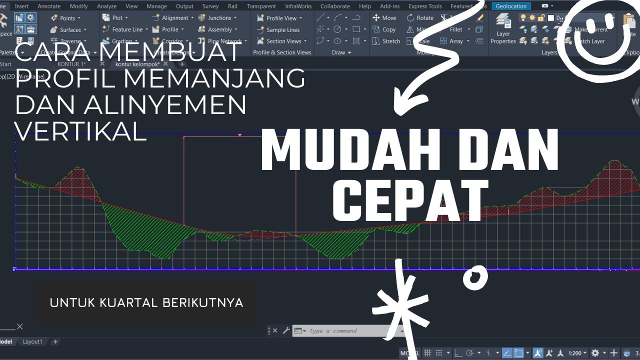 CARA MEMBUAT PROFIL MEMANJANG DAN ALINYEMEN VERTIKAL CIVIL 3D - YouTube