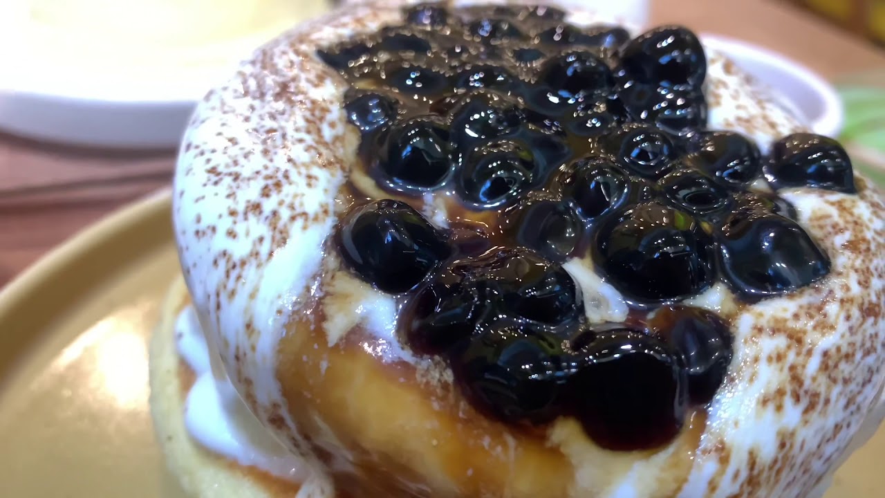 First dessert after quarantine! Fluffy Japanese pancake with boba ...