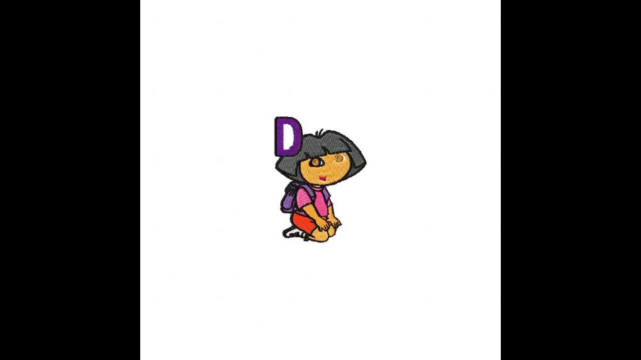 Dora The Explorer D Alphabet Embroidery Design - YouTube