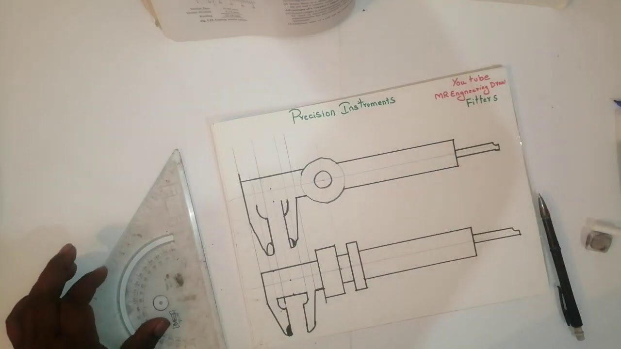 How to draw #Simple #Easy #vernier caliper#Dail caliper#ITI fitters ...