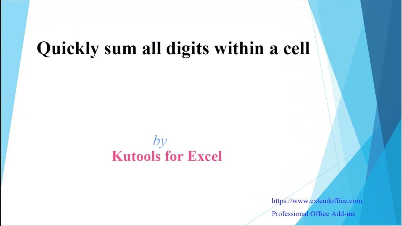 Quickly sum all digits/numbers in a cell in Excel - YouTube