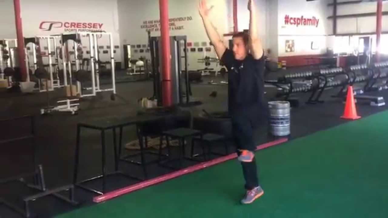 High knee skip with hands overhead - YouTube