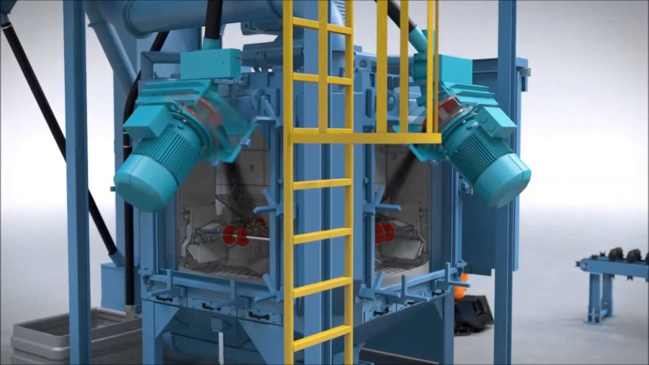 Wheelabrator Carousel Rotary Chamber Blast Machines CRC - YouTube