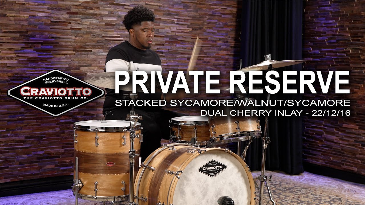 Craviotto Private Reserve Stacked Sycamore/Walnut/Sycamore Drum Set ...