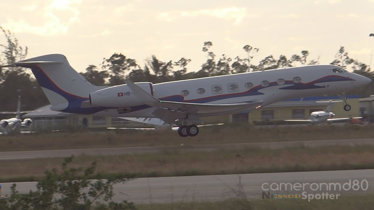 Sunset Landing | Gulfstream G650 | HB-IVJ | Nassau,Bahamas - YouTube