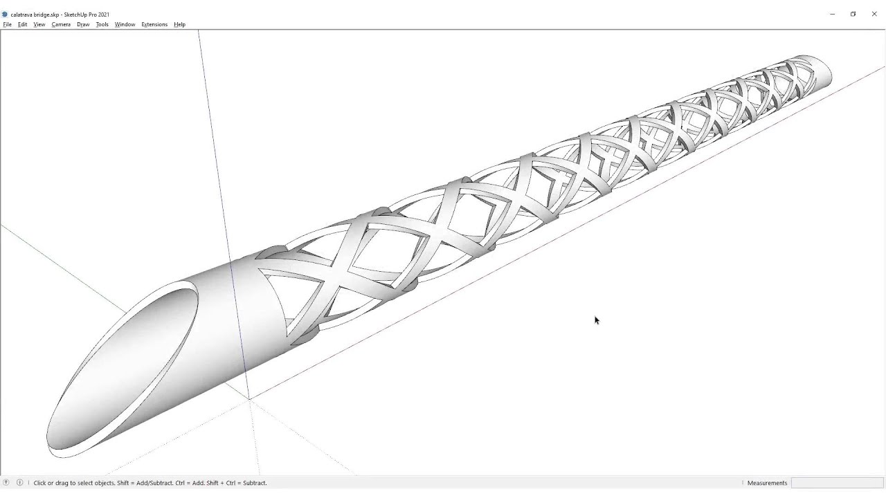 3d modeling Peace Bridge by Santiago Calatrava using Sketchup - YouTube