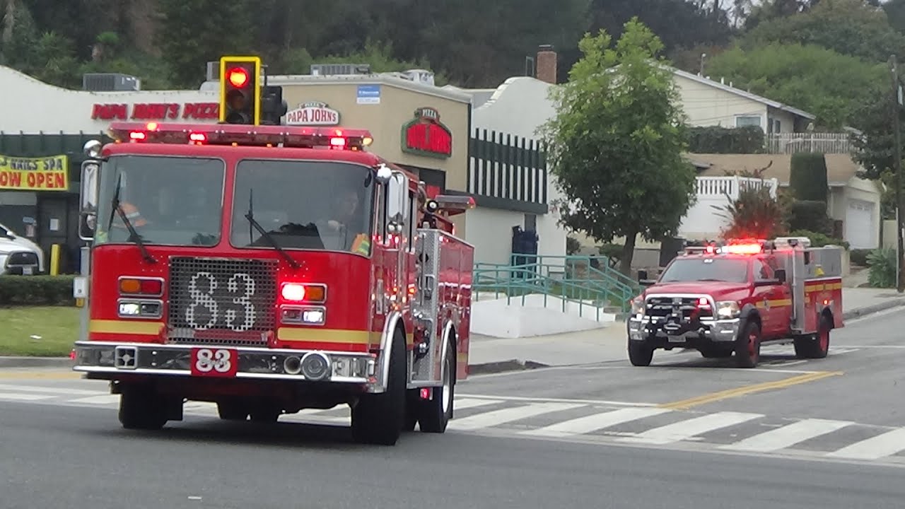 LACoFD Engine 83 Patrol 83 Responding - YouTube