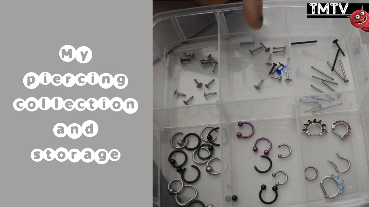 My piercing jewelry collection and storage (requested) - YouTube