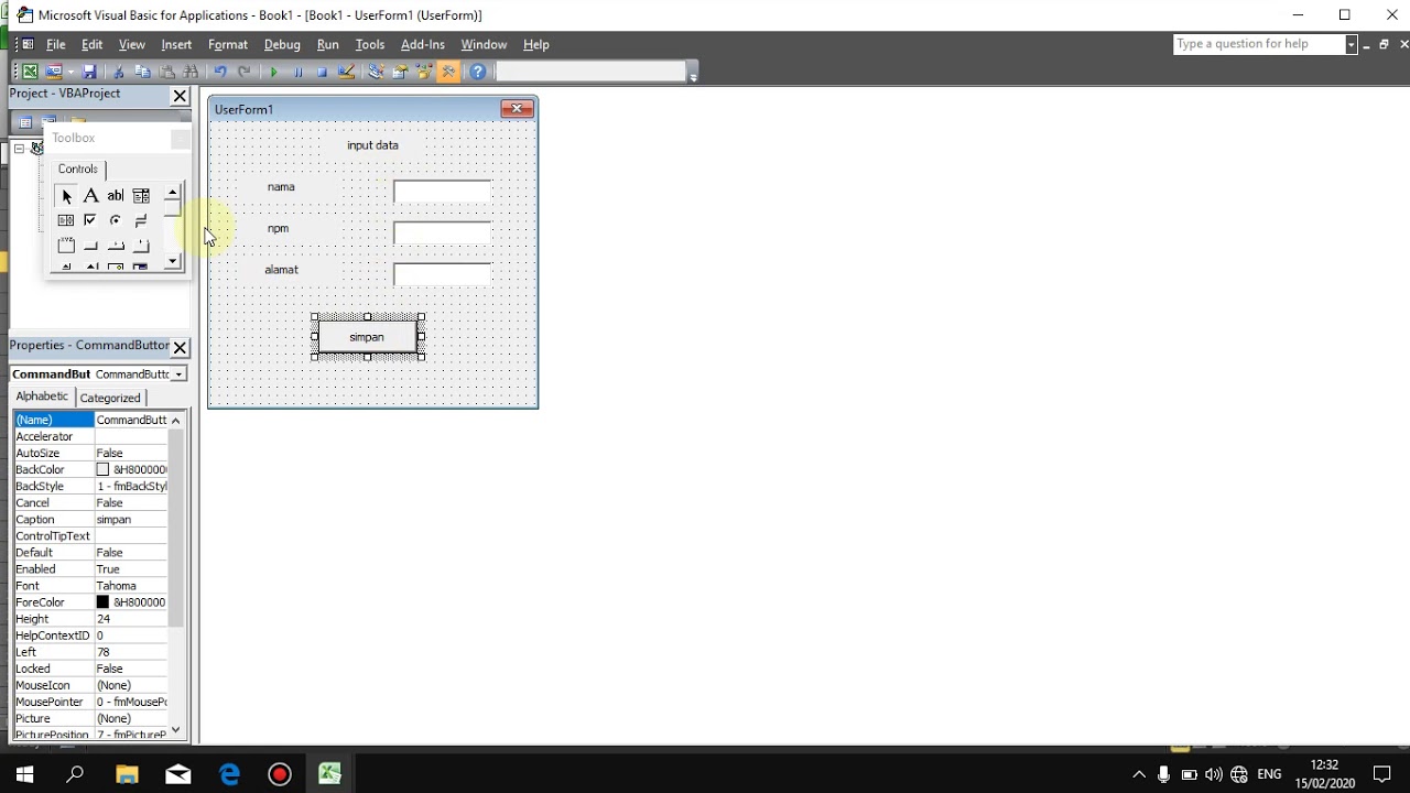 Membuat Sebuah Menu Inputan Sederhana Mengunakan Menu Developer - YouTube