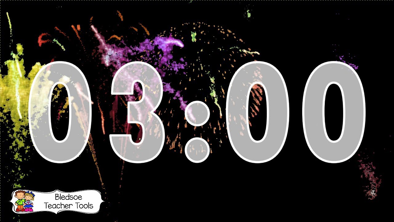 3 Minute Fireworks Countdown Timer with Background Music and Alarm ...