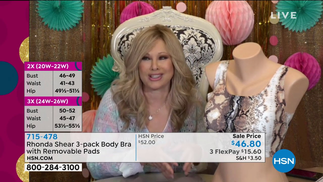 Rhonda Shear 3pack Body Bra with Removable Pads - YouTube
