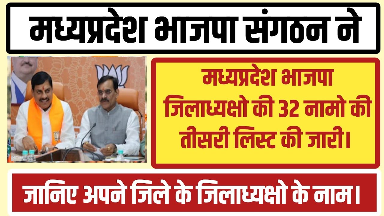 MP BJP जिलाध्यक्ष की तीसरी सूची जारी। #MP_BJP_jila_Adhyaksh_list #mp_bjp_news #mp_bjp #Mp_news ...