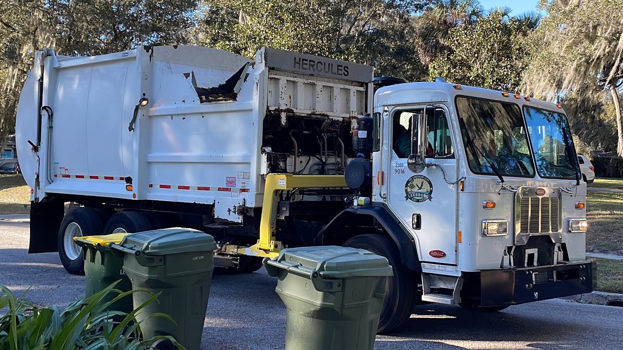 Leesburg Peterbilt Ez-Pack Hercules Side Loader Garbage Truck - YouTube