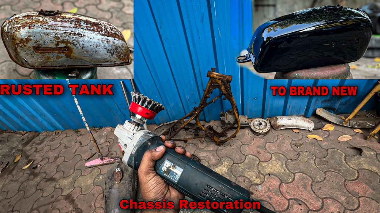 Yamaha RX135 full rusted fuel tank and chassis restored || easy process ...