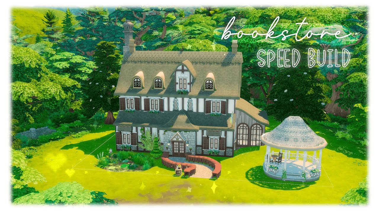 cozy cottage BOOKSTORE with only TWO PACKS! | sims 4 speed build - YouTube