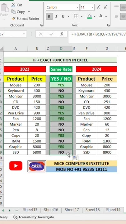 Excel If Exact Formula Viral Shorts Reels Trendingexceltipsandtricks Exceltech