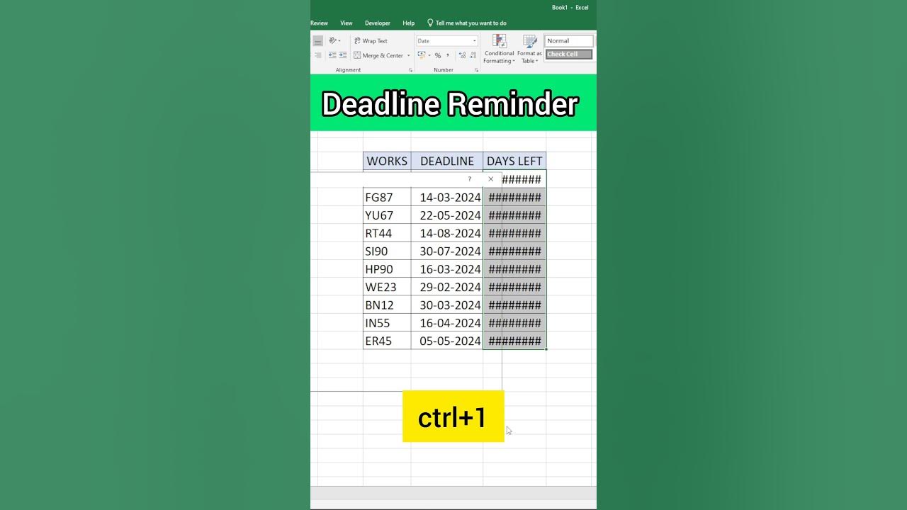 How to create deadline tracker in excel #shorts #youtubeshorts #microsoftexcel # ...