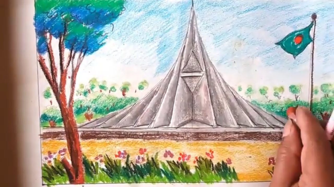 How TO Draw Scenery OF National monuments Of Bangladesh Step by Step ...