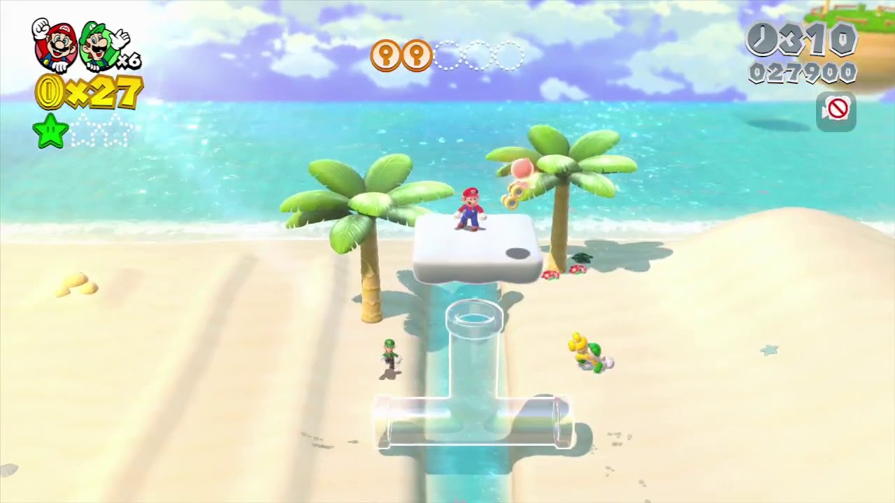 Super Mario 3d world, 5 -1 Sunshine Seaside Course Clear - YouTube