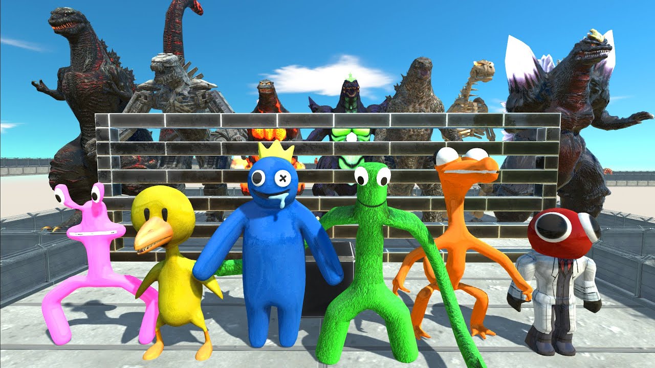 X6 Rainbow Friends Rescue Godzilla From The Cage - Animal Revolt Battle ...