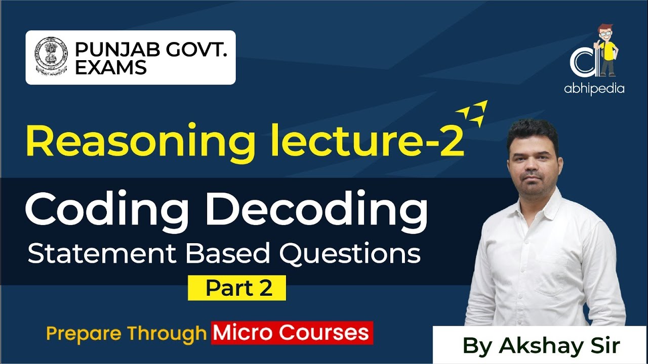 All Punjab Govt. Exam 2023 | Logical Reasoning |Coding & Decoding | Part-2|Micro Courses ...