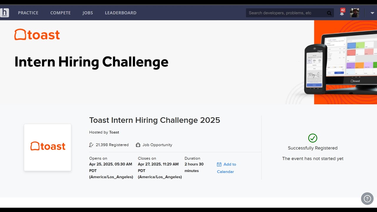 Toast Intern Hiring Challenge 2025 | Software Engineering Internship ...