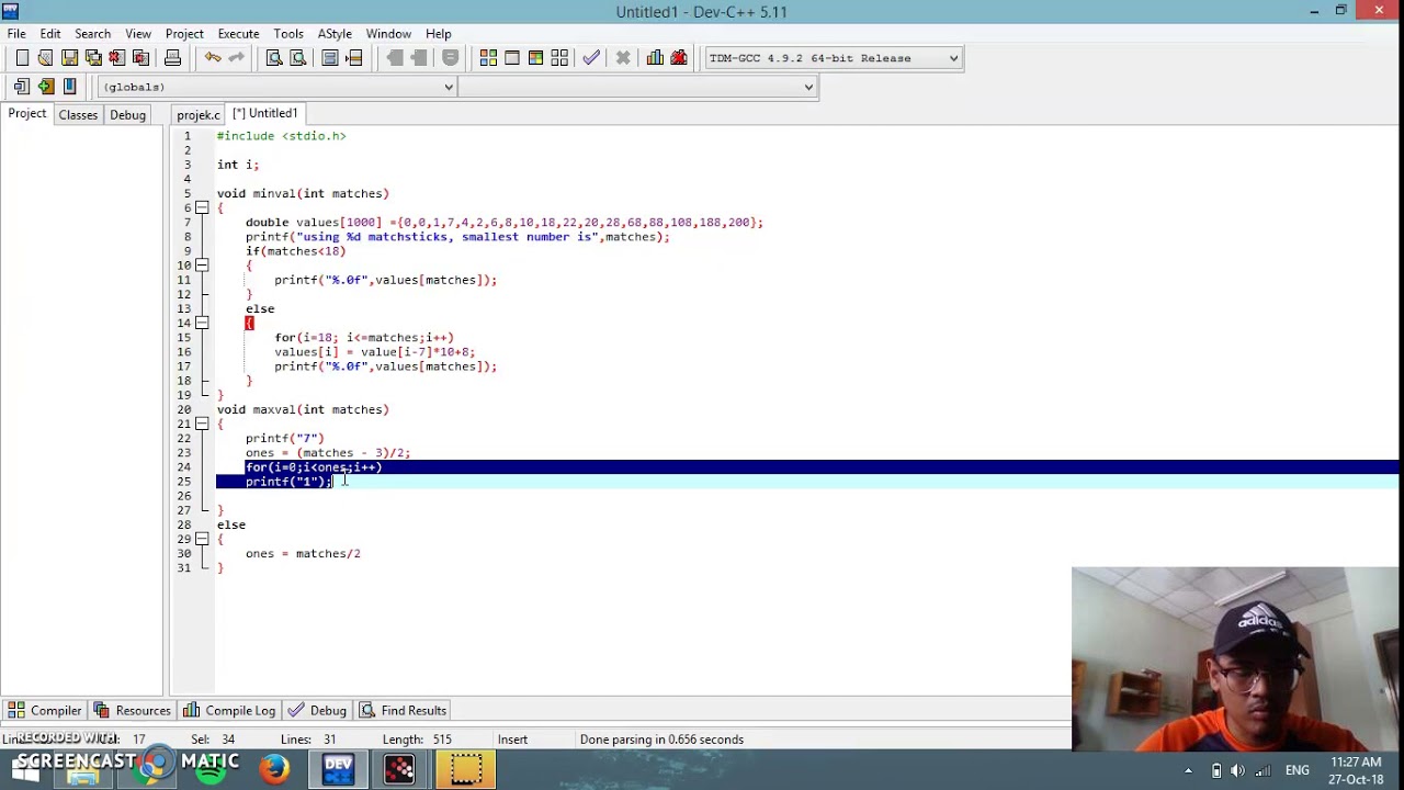 Solving matchstick problem using C programming - YouTube