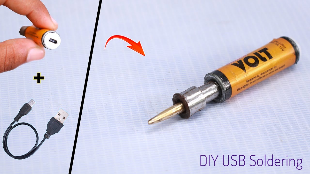 How To Make A USB Soldering Iron From Old Pencil Battery - At Home ...