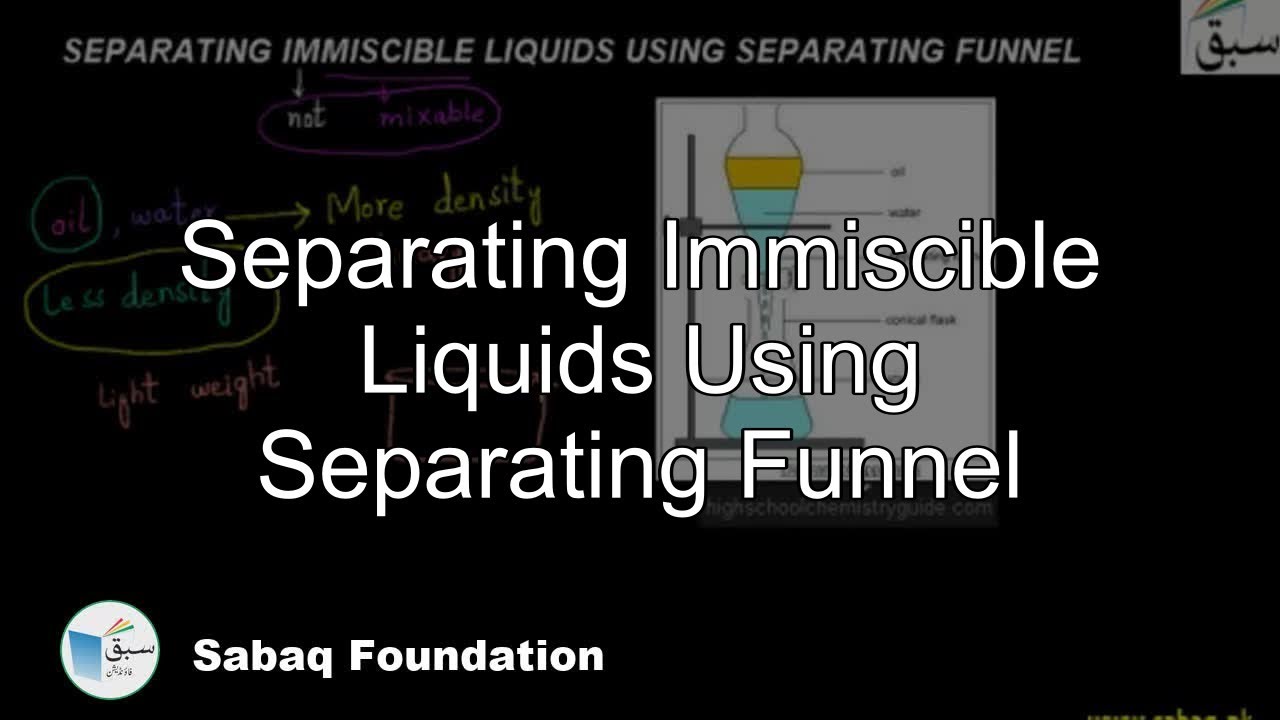 Separating Immiscible Liquids Using Separating Funnel, Chemistry ...