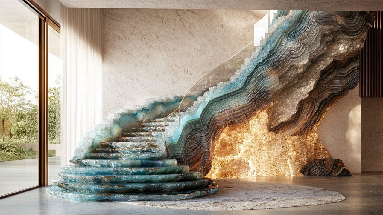 Breathtaking Agate Staircase Design Iridescent Geode-Inspired Luxury in ...