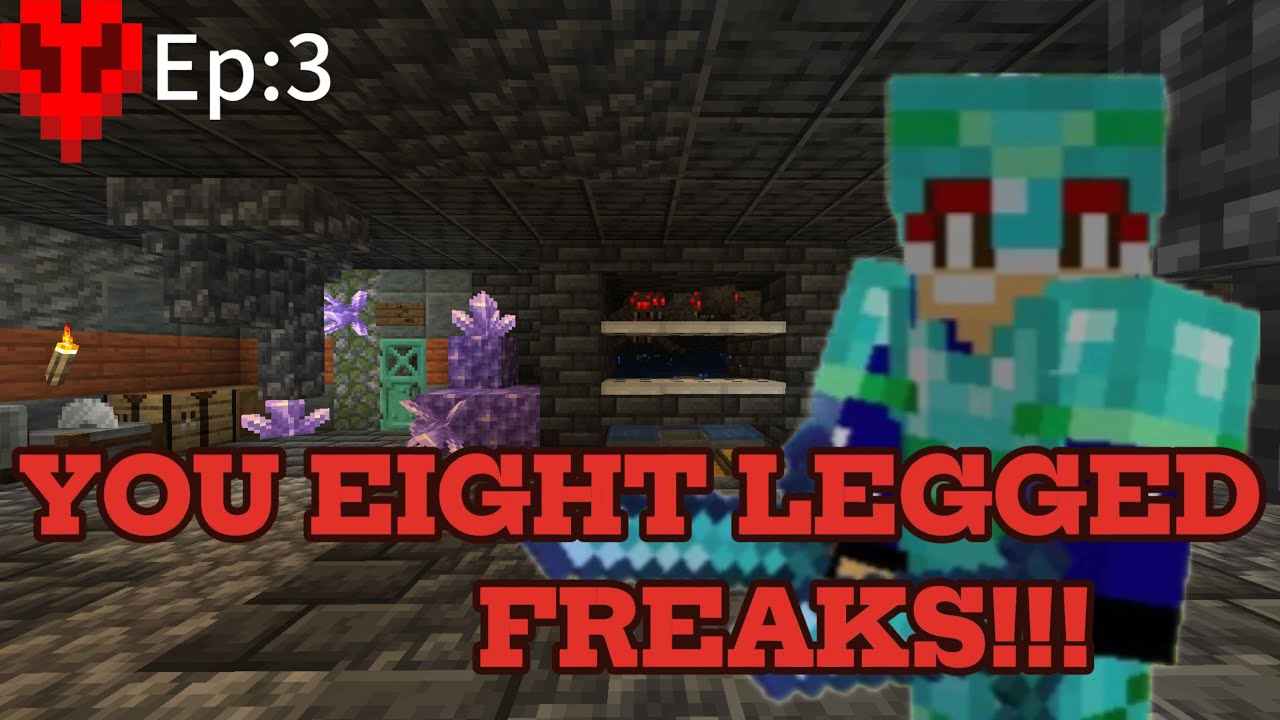 YOU EIGHT LEGGED FREAKS!!!!!!!!!!!! Hardcore Minecraft Ep: 3 - YouTube
