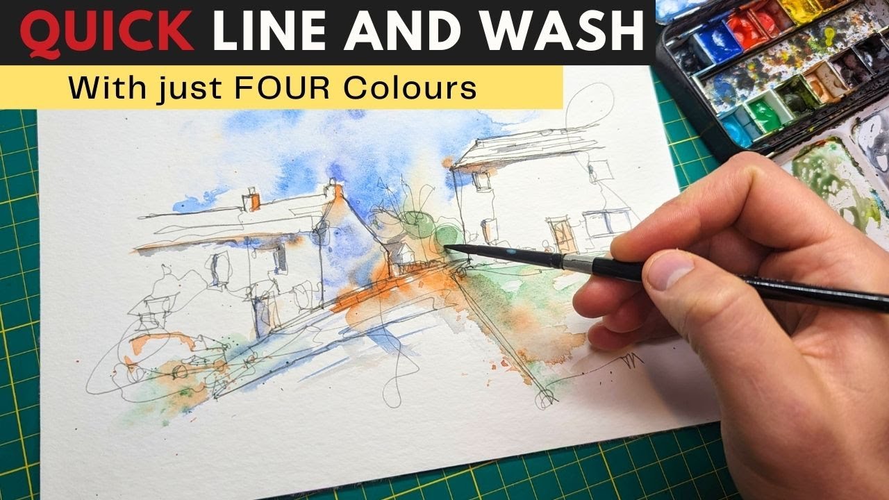Minimalist Urban Sketching - Simple Line and Wash Tutorial - YouTube
