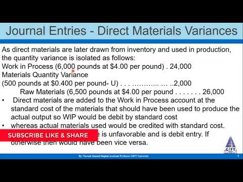 How Journal Entries of Direct Material Variances are recorded. - YouTube