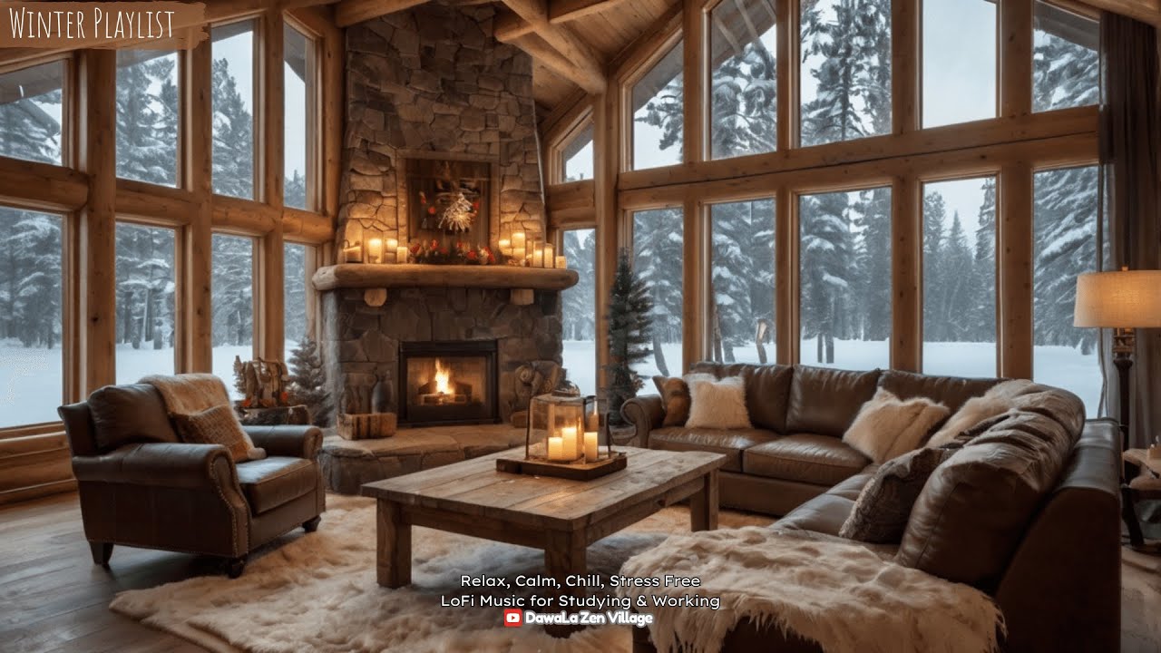 Winter Study Cozy Room Ambience ️ Snowy Day with Lofi Music and ...