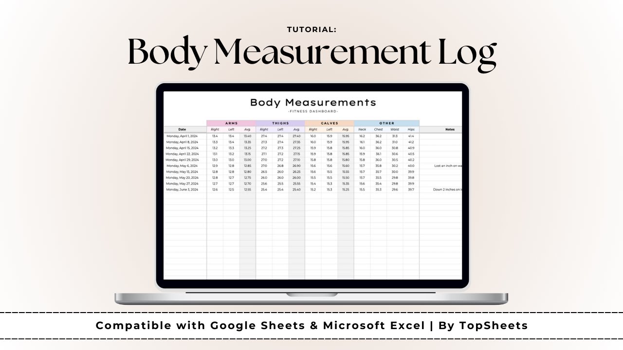 Body Measurement Log | Step-by-Step Tutorial for Google Sheets ...