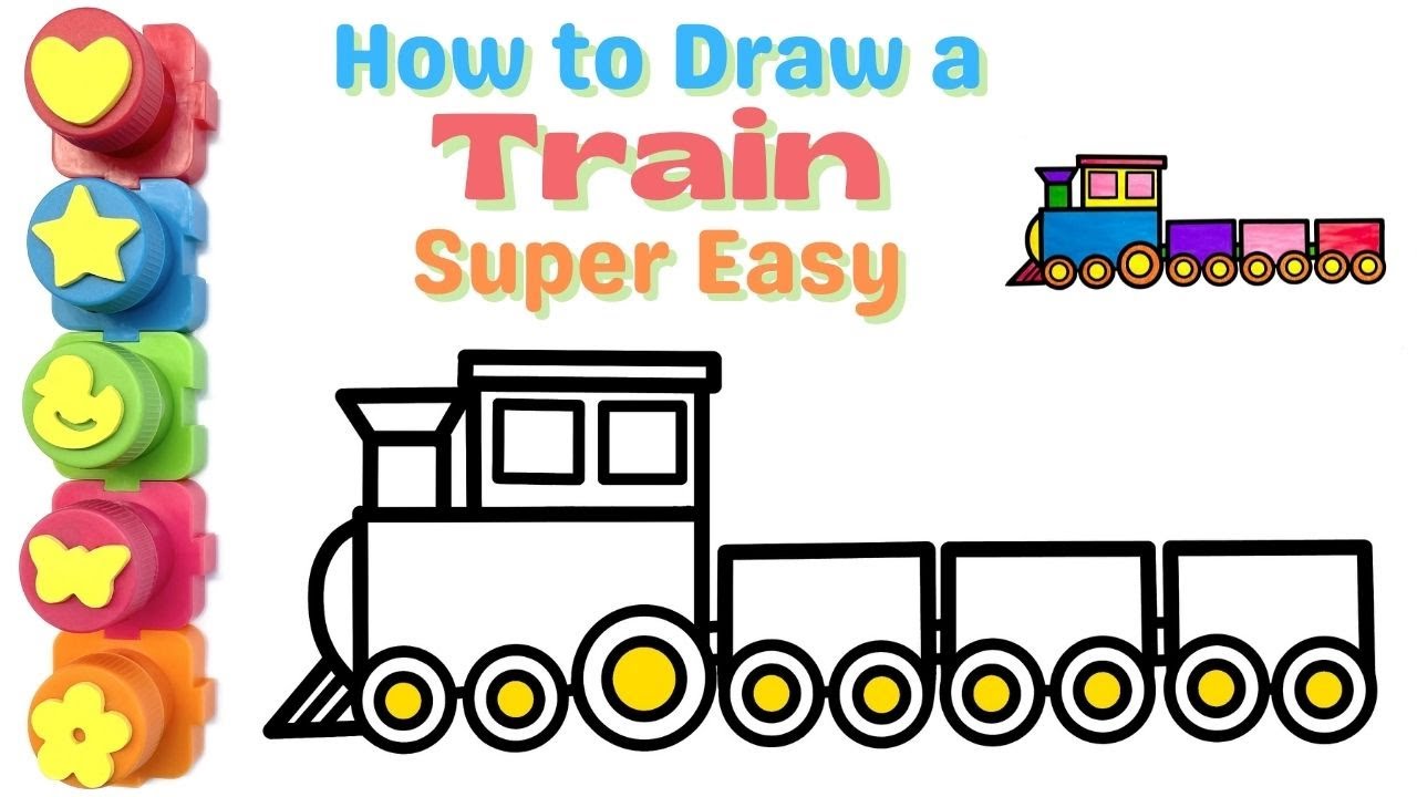 How to draw a train step by step - Drawing and Coloring For Kids - YouTube