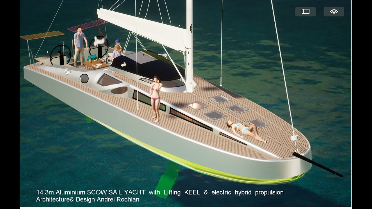 14.3m Aluminium SCOW SAIL YACHT with Lifting Keel Architecture& design ...