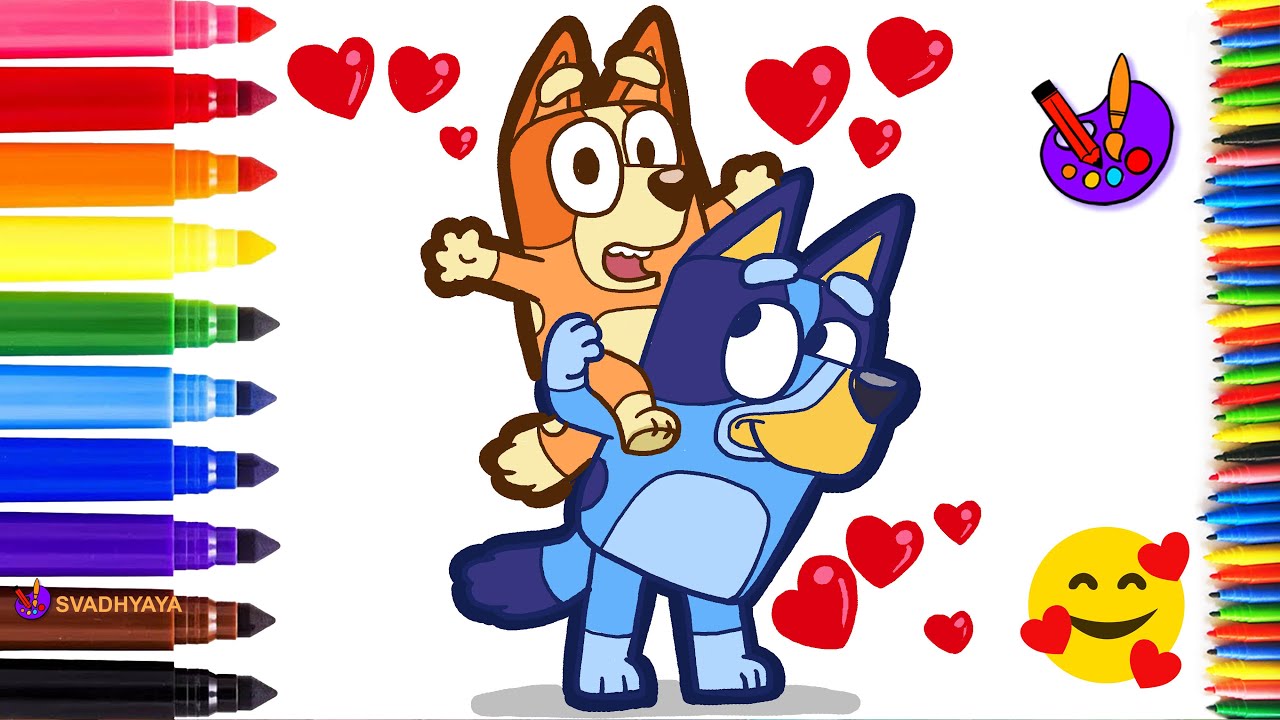 Bluey and Bingo Drawing EXPERT Shares Top easy coloring painting ...