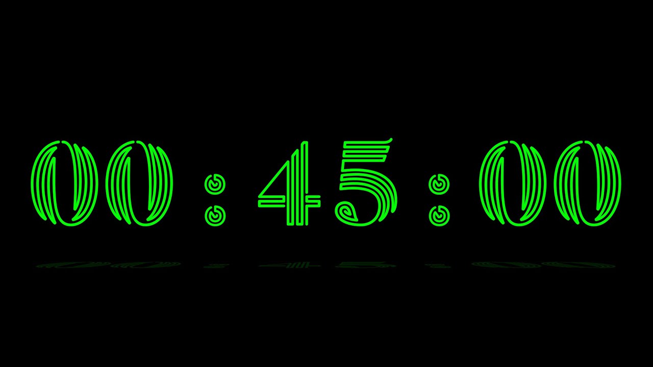 45 Minutes Countdown Timer with Alarm & Time Markers / Chapters - Neon ...