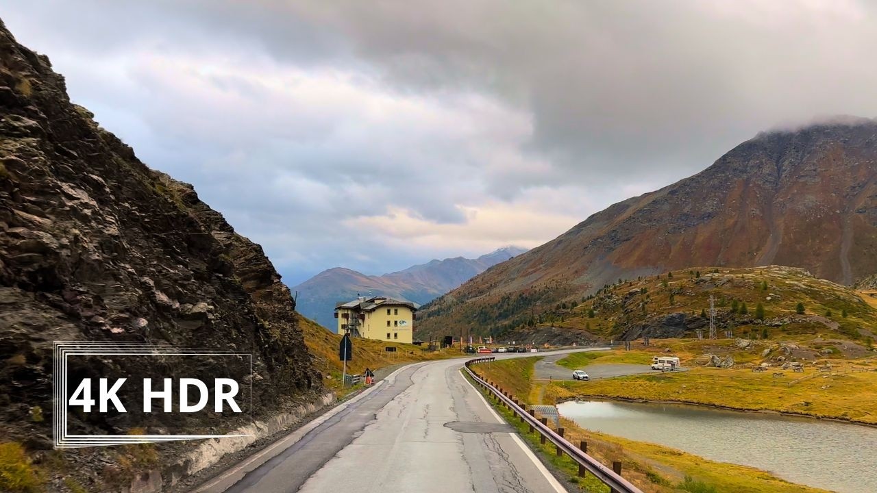Relaxing Alpine Drive with Road Sounds and Thick Clouds | 4K HDR ...