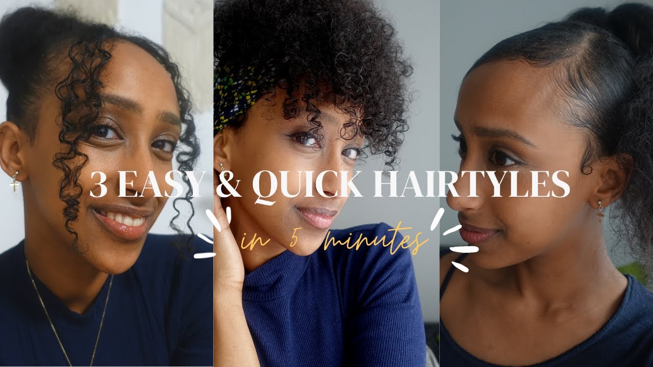 3 easy & quick hairstyles on afro hair in 5 minutes/hairstyle for fine ...