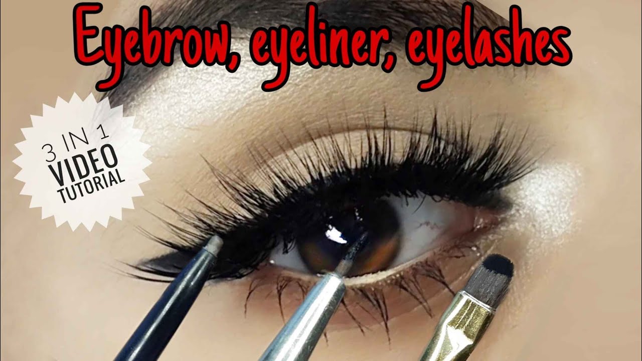 SIMPLEST and EASIEST eyebrow, eyeliner, eyelashes 3 in 1 tutorial ...